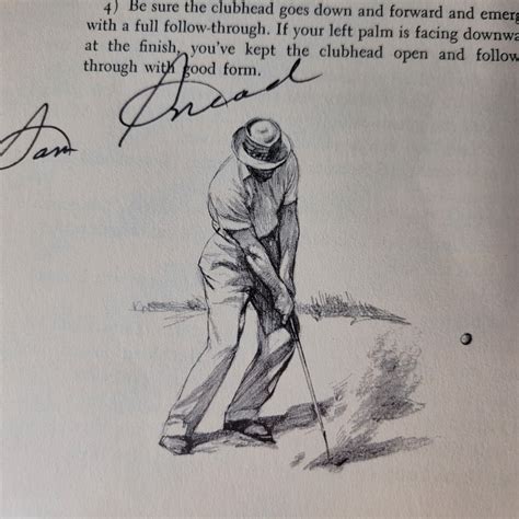 Sam Snead 6 X 9 Auto On Education Of A Golfer Book Page Signed Pga
