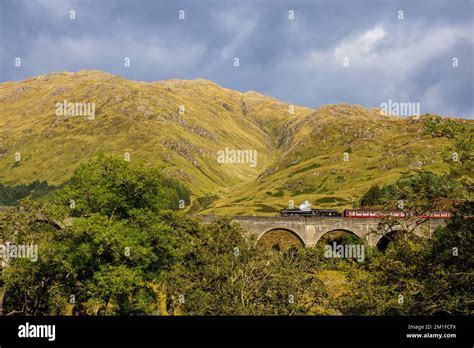 The Jacobite Express On The Glenfinnan Viaduct Lochaber Scotland