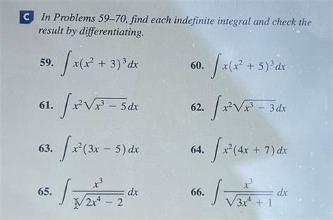 solved in problems 59 70 find each indefinite integral and