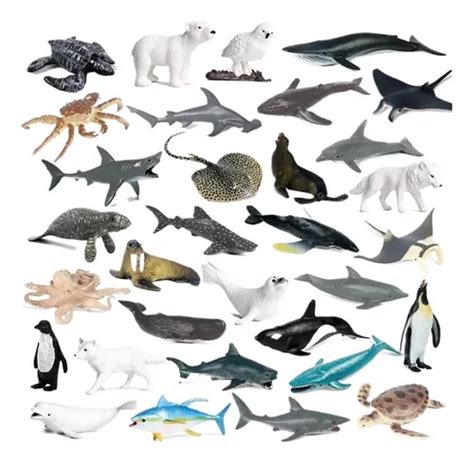 C 32xrealista Vida Marinha Animais Árticos Kit Brinquedo Parcelamento Sem Juros