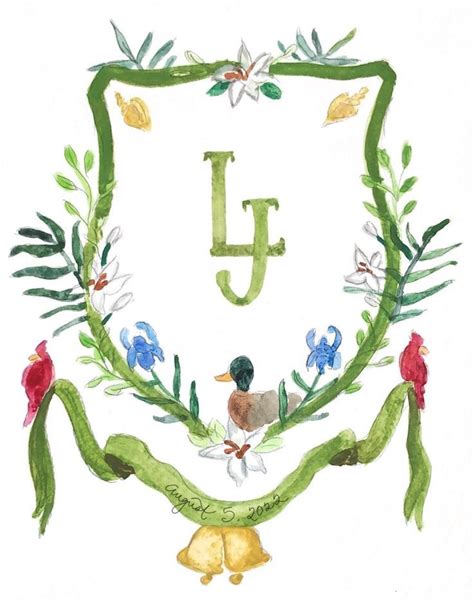 Wedding Crest Design With Floral Monogram