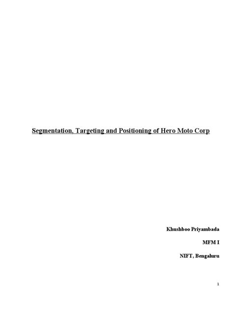 Segmentation Targeting And Positioning Hero Motorcorp Download Free