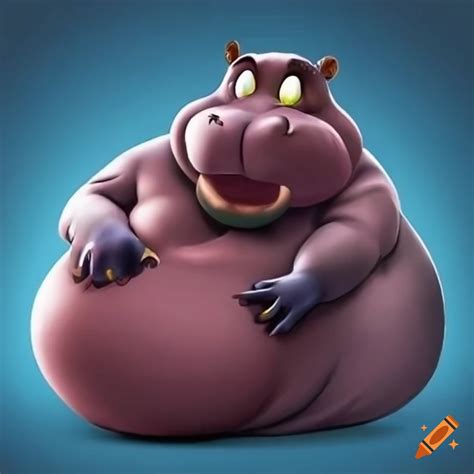 Anthropomorphic Fat Hippo Cartoon Character On Craiyon