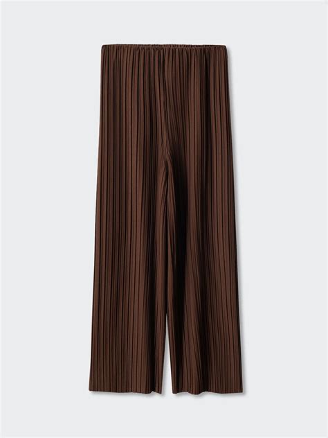 Mango Crash Pleated Palazzo Trousers In Dark Brown Endource
