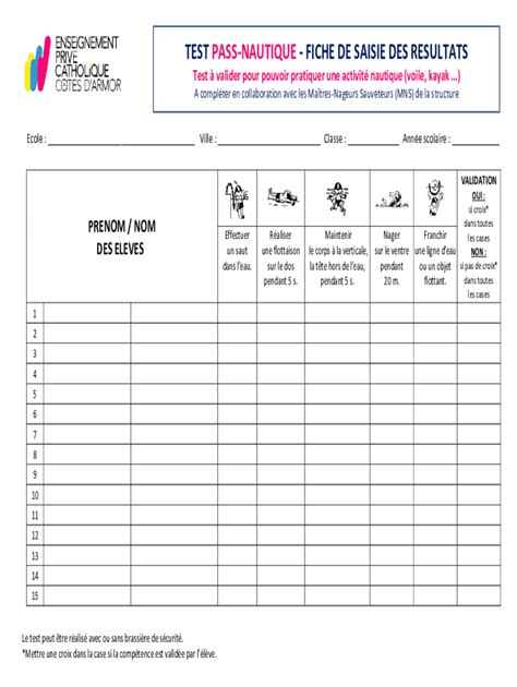 Remplissable En Ligne Attestation De Russite Au Test Pass Nautique Pour