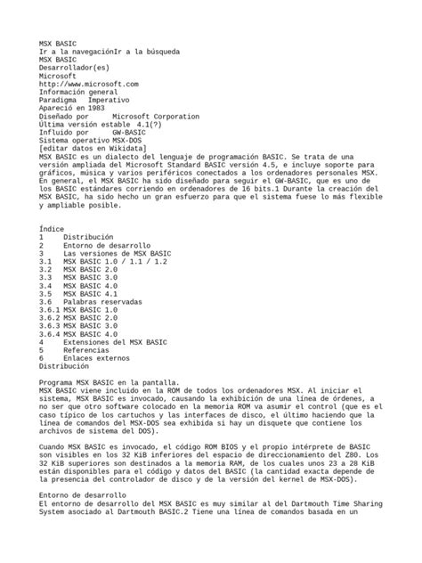 Msx Basic Pdf Microcomputadoras Programación De Computadoras