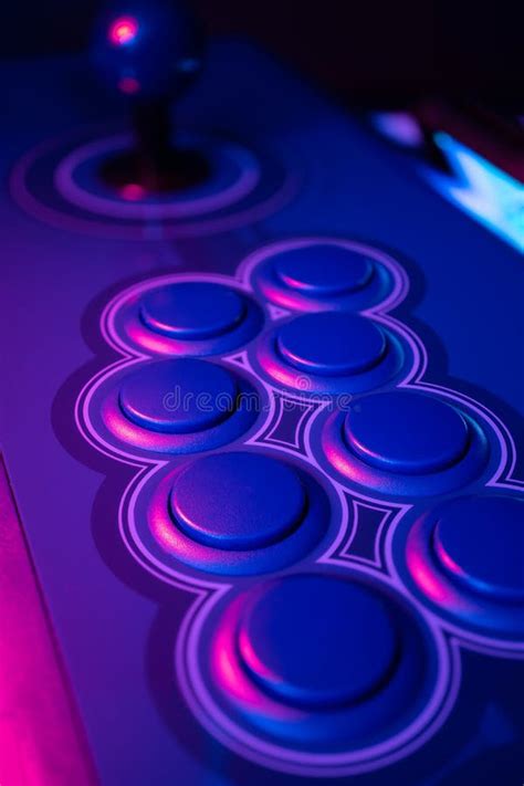 Arcade Stick Buttons Gamming Controls Colorful Rgb Lights Stock Image