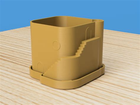 Square Tiny House Plant Pot By Kaki3d Download Free Stl Model