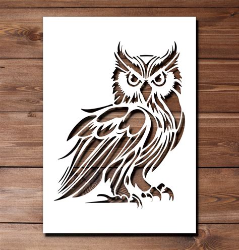 Owl Stencil A4 A3 Size 190 Micron Mylar Stencil Reusable Flexible Home