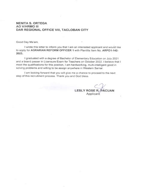 Application Letter Pds Pdf