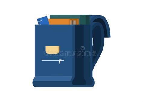 Opened School Bag Contained Books And Ruler Simple Flat Illustration Stock Vector
