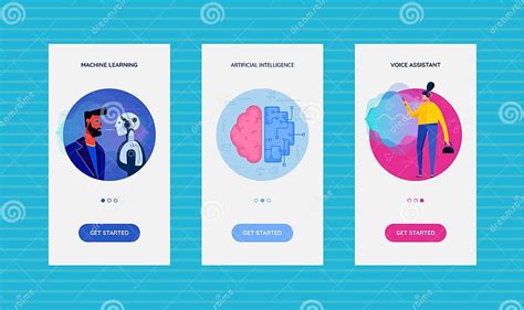Onboarding App Screens With Artificial Intelligence Technology Stock Vector Illustration Of