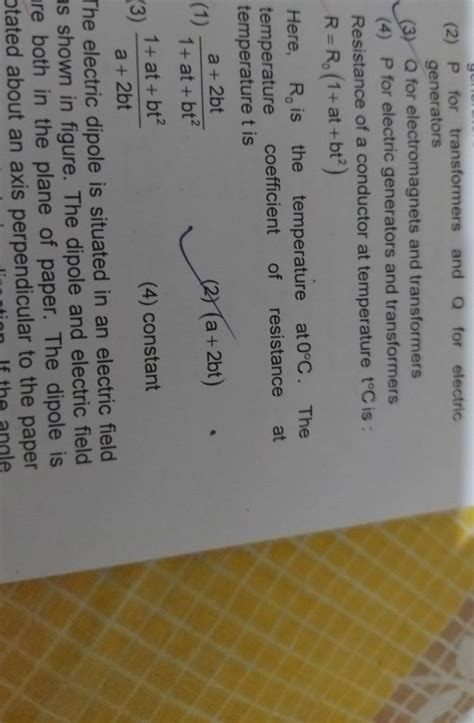 Resistance Of A Conductor At Temperature T Circ Mathrm C Is Rr
