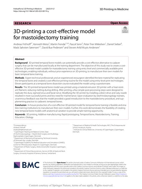 Pdf 3d Printing A Cost Effective Model For Mastoidectomy Training