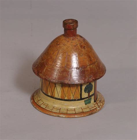 S3668 Antique Treen Georgian Sycamore Tunbridge Ware String Box Bada