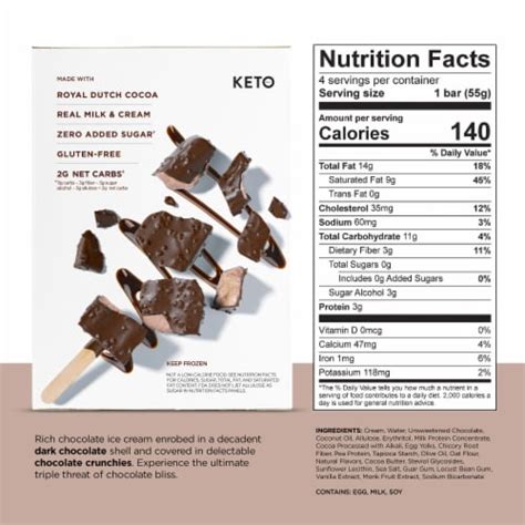 Keto Pint Zero Added Sugar Triple Chocolate Crunch Ice Cream Bars 4pk