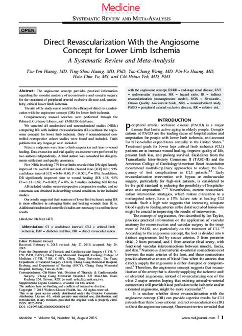 Pdf Direct Revascularization With The Angiosome Concept For Lower Limb Ischemia