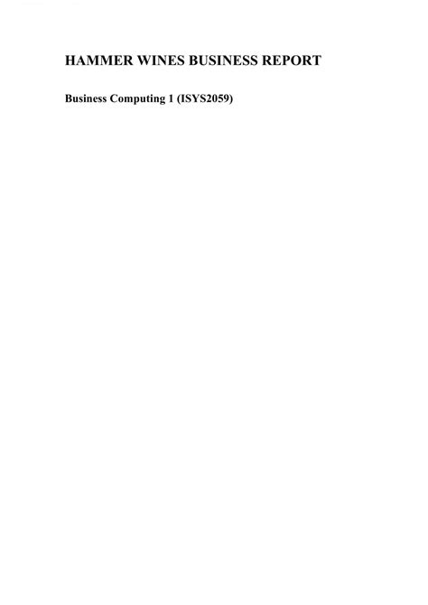Business Computing 1 Final Assignment Isys2056 Business Computing 1