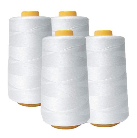 Ak Trading 4 Pack White All Purpose Sewing Thread Cones 6000 Yards Each Of High Tensile