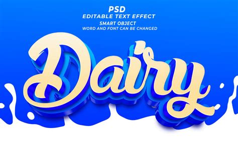 Psd Dairy 3d Editable Text Effect Graphic By Truevector · Creative Fabrica