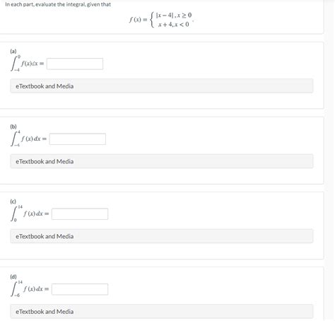 solved in each part evaluate the integral given that