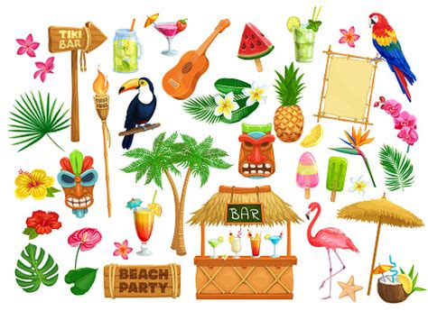 Ikon Pesta Pantai Hawaii Ilustrasi Stok Unduh Gambar Sekarang Budaya Hawaii Luau Musim