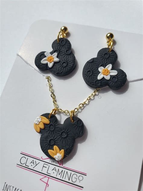 Daisy Mickey Mouse Polymer Clay Jewelry Set