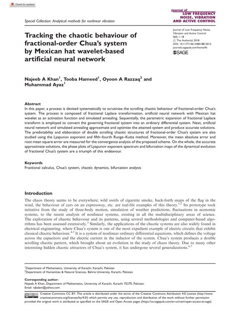 Pdf Tracking The Chaotic Behaviour Of Fractional Order Chuas System By Mexican Hat Wavelet