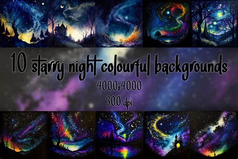Watercolor Starry Night Background X10 Illustration Par Digital