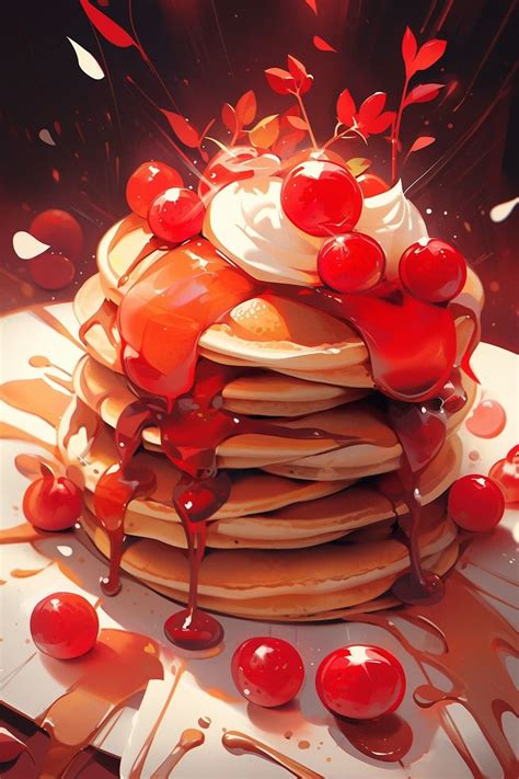 Cute Pancake Stack With Cherries