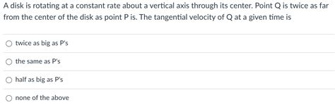 solved a disk is rotating at a constant rate about a