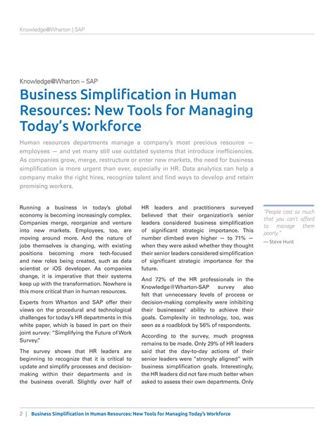 Business Simplification In Human Resources Pdf