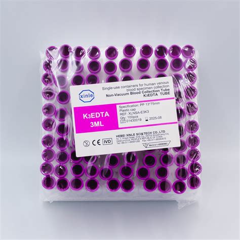 Xinle Non Vacuum K3edta Screw Cap 3 Ml