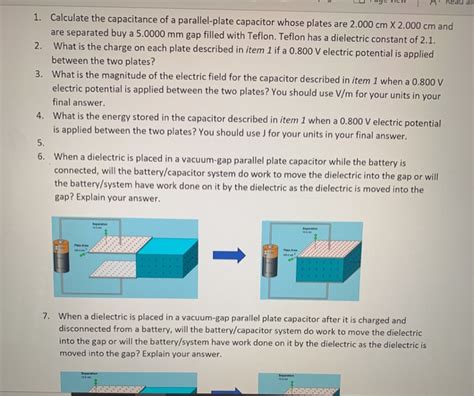 Solved Calculate The Capacitance Of A Parallel Plate Chegg