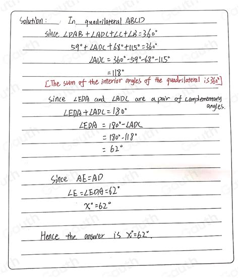Solved The Diagram Shows Quadrilateral Abcd And Isosceles Triangle Ade Where Ae Ad Edc Is A
