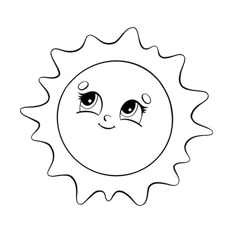 Página Para Colorear Para Niños Lindo Sol Sello Digital Personaje De