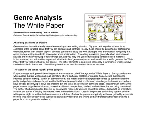 White Paper Genre Analysis Template Genre Analysis The White Paper