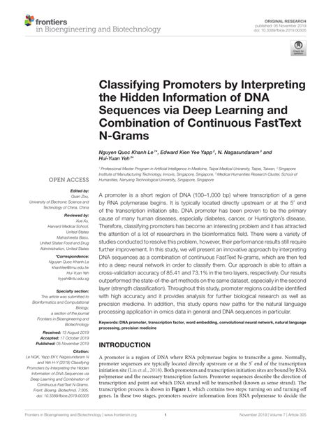 Pdf Classifying Promoters By Interpreting The Hidden Information Of Dna Sequences Via Deep