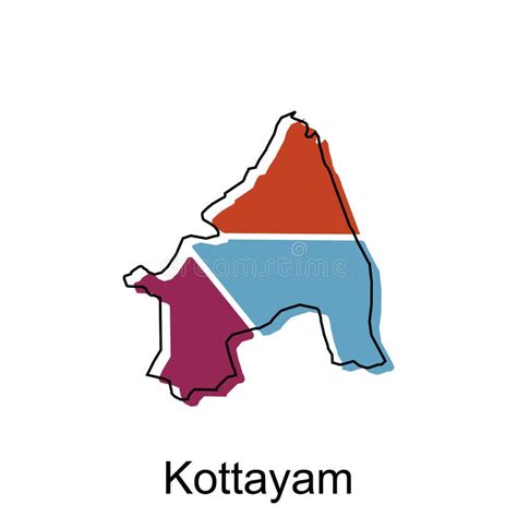Kottayam District Kerala State Republic Of India Map Vector
