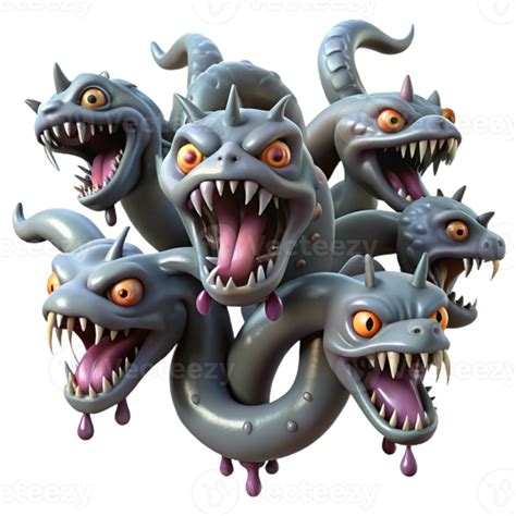 Extraordinary Vintage A Terrifying Hydra With Nine Snarling Heads Each