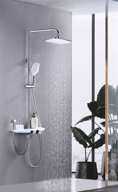 Four Function European Luxury Grass Chrome Rain Brass Body Bathroom