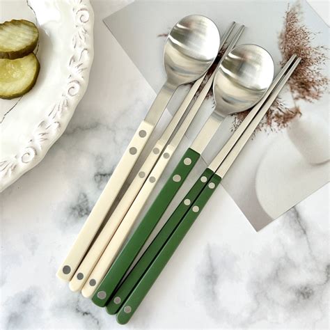 보겐 몽블랑 보겐 쌍띠에 한식 수저세트 실버 사브르 조합 디자인 젓가락 위시버킷