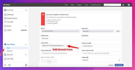 Laravel Facebook Oauth The Domain Of This Url Isnt Included In The Apps Domain Stack