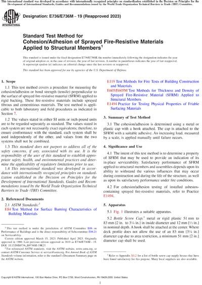 Astm E736 E736m 19 2023 Standard Test Method For Cohesion Adhesion Of Sprayed Fire Resistive