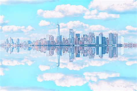 Manhattan Skyline Reflected In Water Photograph By The Luxury Art