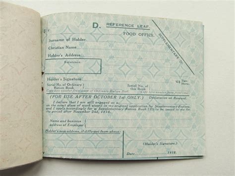 Ww1 Supplementary Ration Book D Dated 1918 Dbg Militaria