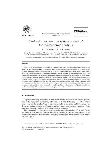 Fuel Cell Cogeneration System A Case Of Technoeconomic Analysis Pdf