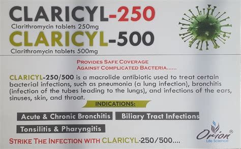 Clarithromycin Tablets 500 Mg Tab Manufacturer And Supplier Orion Life