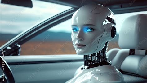 Ai Robot Driving Car Autopilot Autonomous Driving Android Driver In