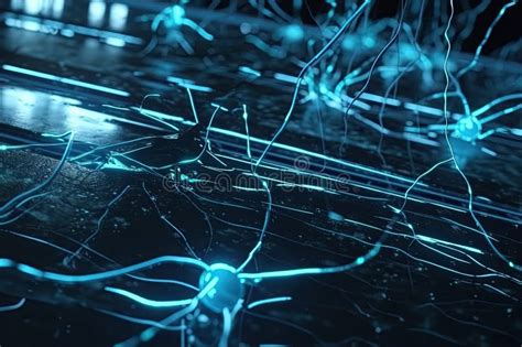 Neuron Cells On Abstract Background Neural Connections In The Human Brain Glowing Synapses In